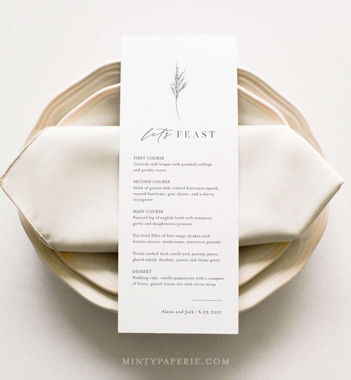 Lavender Menu Template Printable Minimalist & Simple Modern | Etsy
