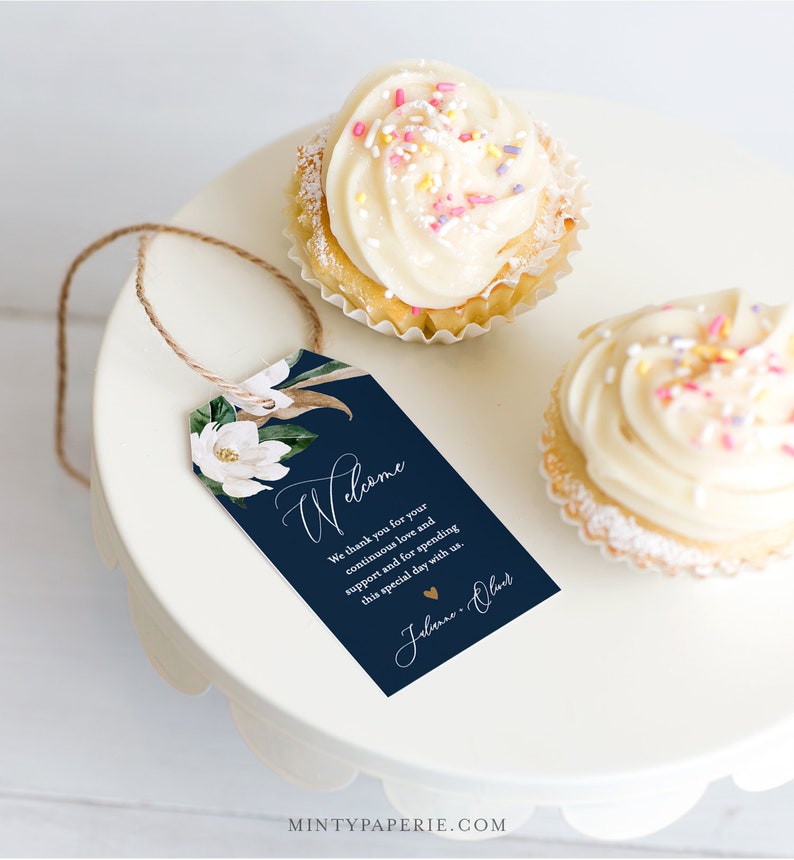 Magnolia Wedding Favor Tag, Thank You Tag, Bridal Shower Favor, Welcome ...