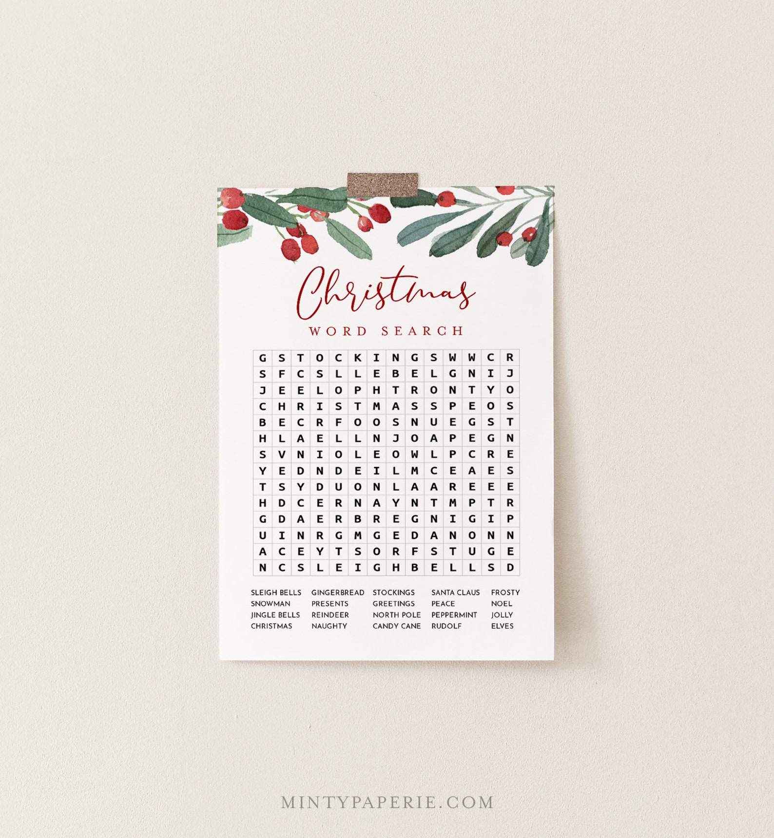 Christmas Word Search Game Holiday Party Game Christmas | Etsy