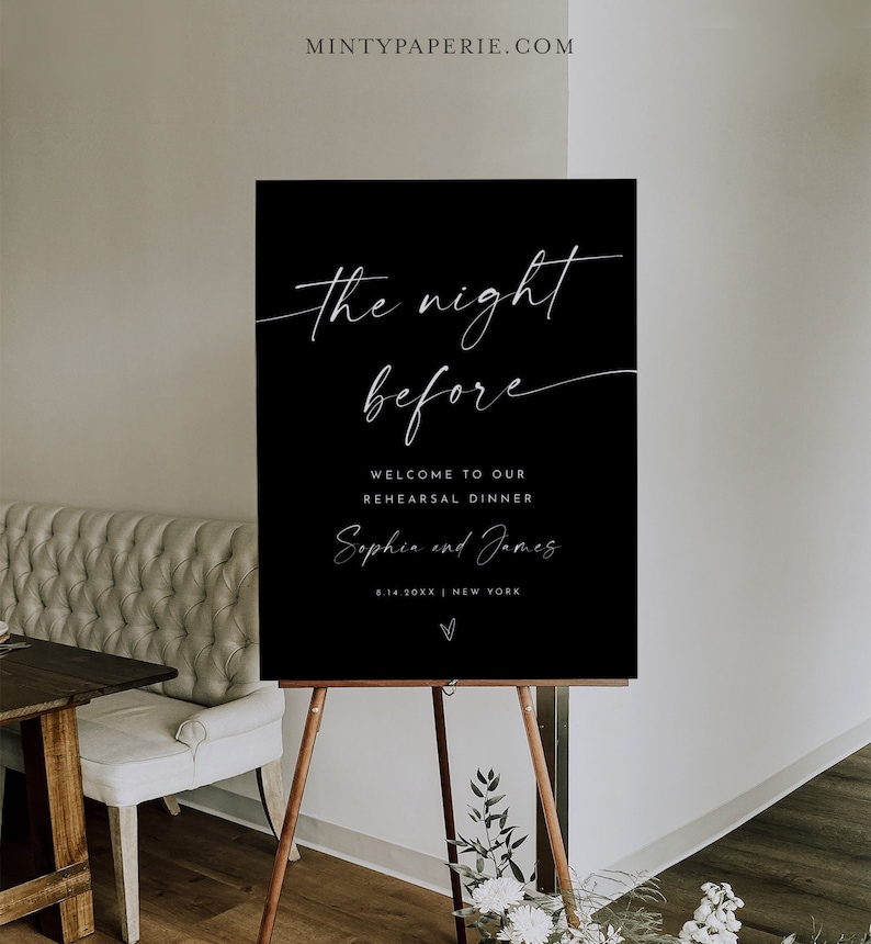 Classic Black Welcome Sign Printable Modern Rehearsal Dinner - Etsy