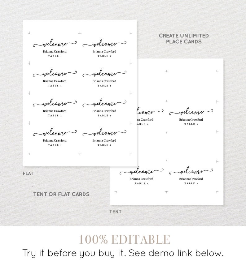 Welcome Place Card Template Printable Wedding Escort Card - Etsy