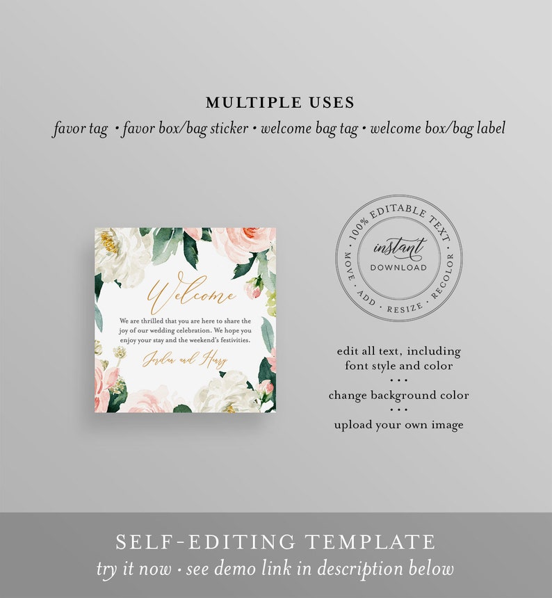 Favor Bag Sticker Template Printable Welcome Bag Label - Etsy