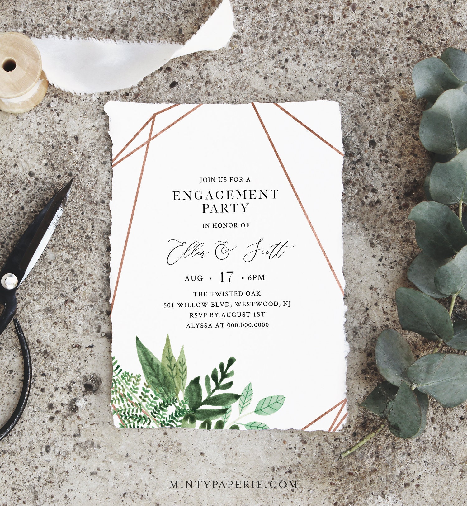 Printable Engagement Party Invitation Template Greenery | Etsy