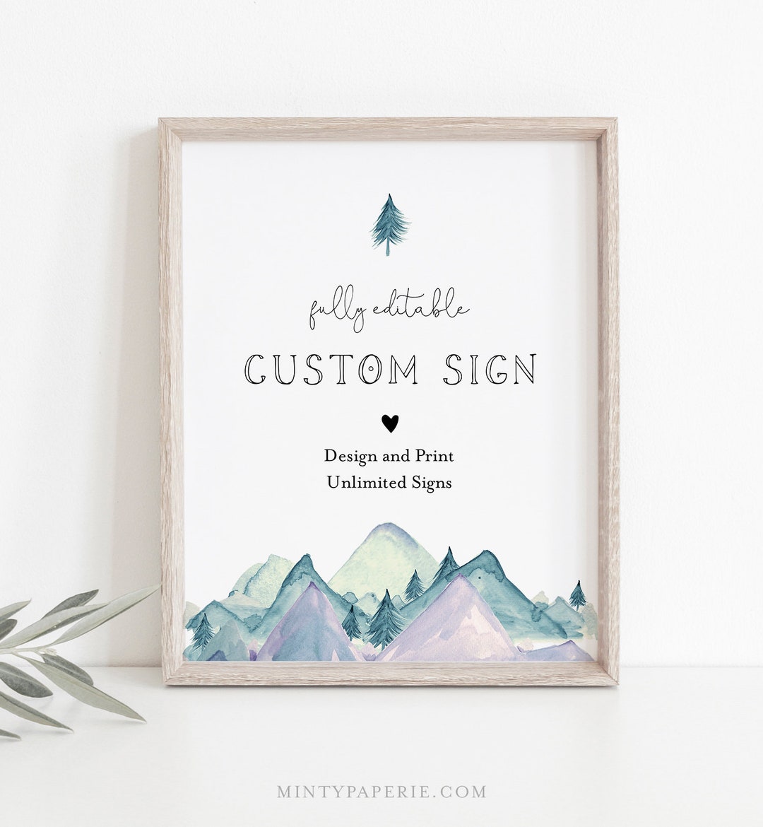 Mountain Custom Wedding Sign Template, INSTANT DOWNLOAD, 100% Editable ...