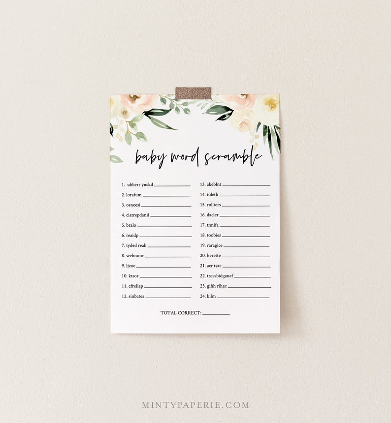 Baby Word Scramble Game Printable Baby Word Puzzle DIY Boho - Etsy