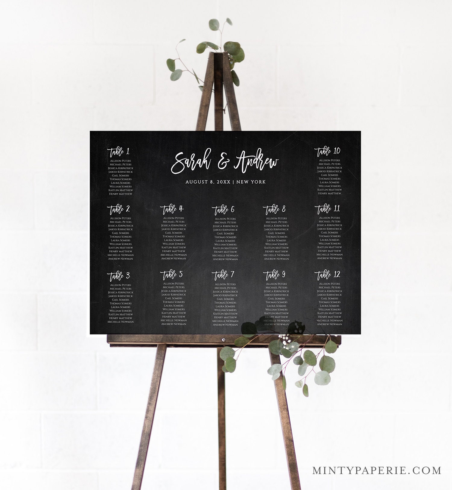 Chalkboard Seating Chart Template