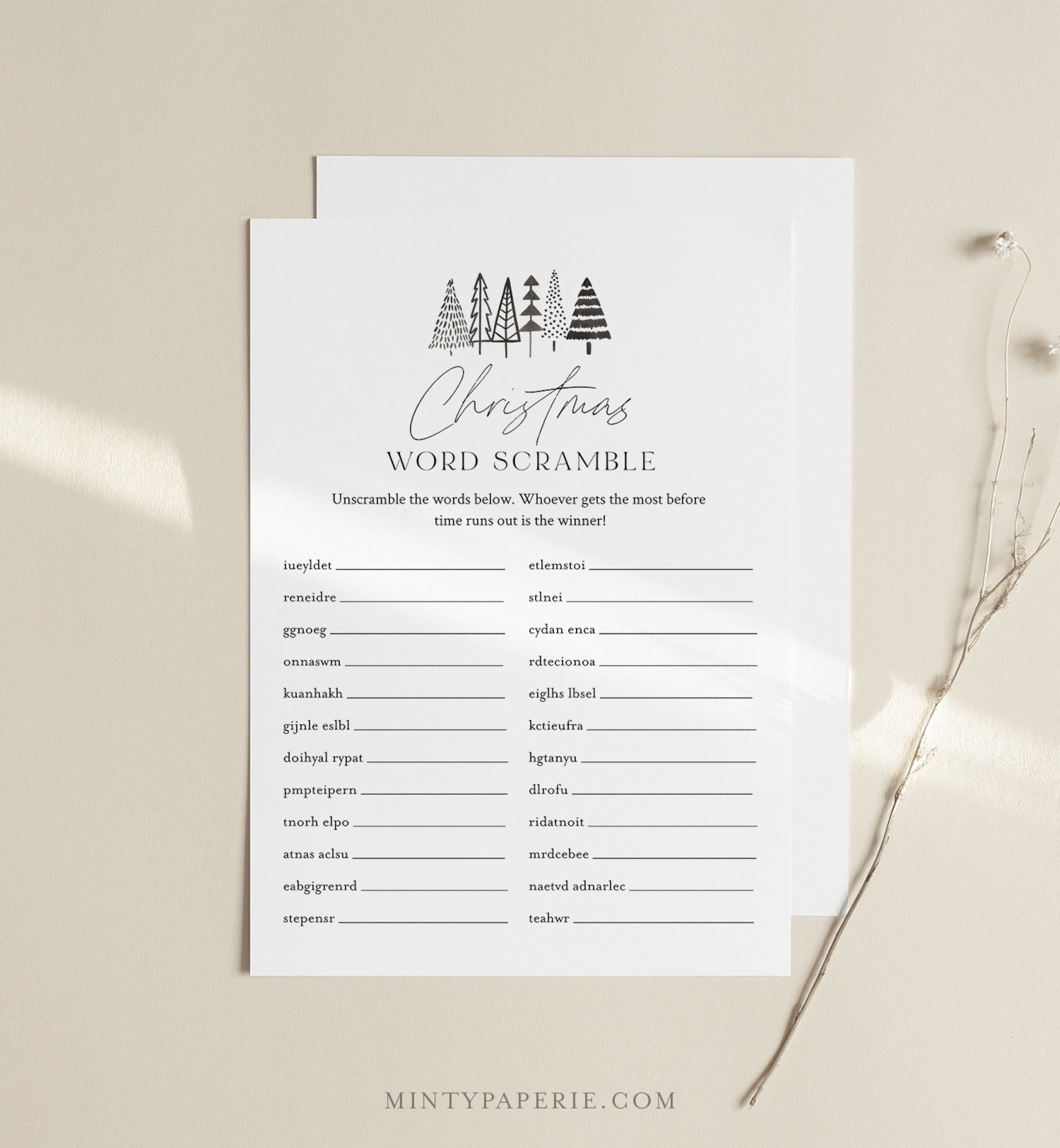 Christmas Word Scramble Holiday Party Game Printable - Etsy