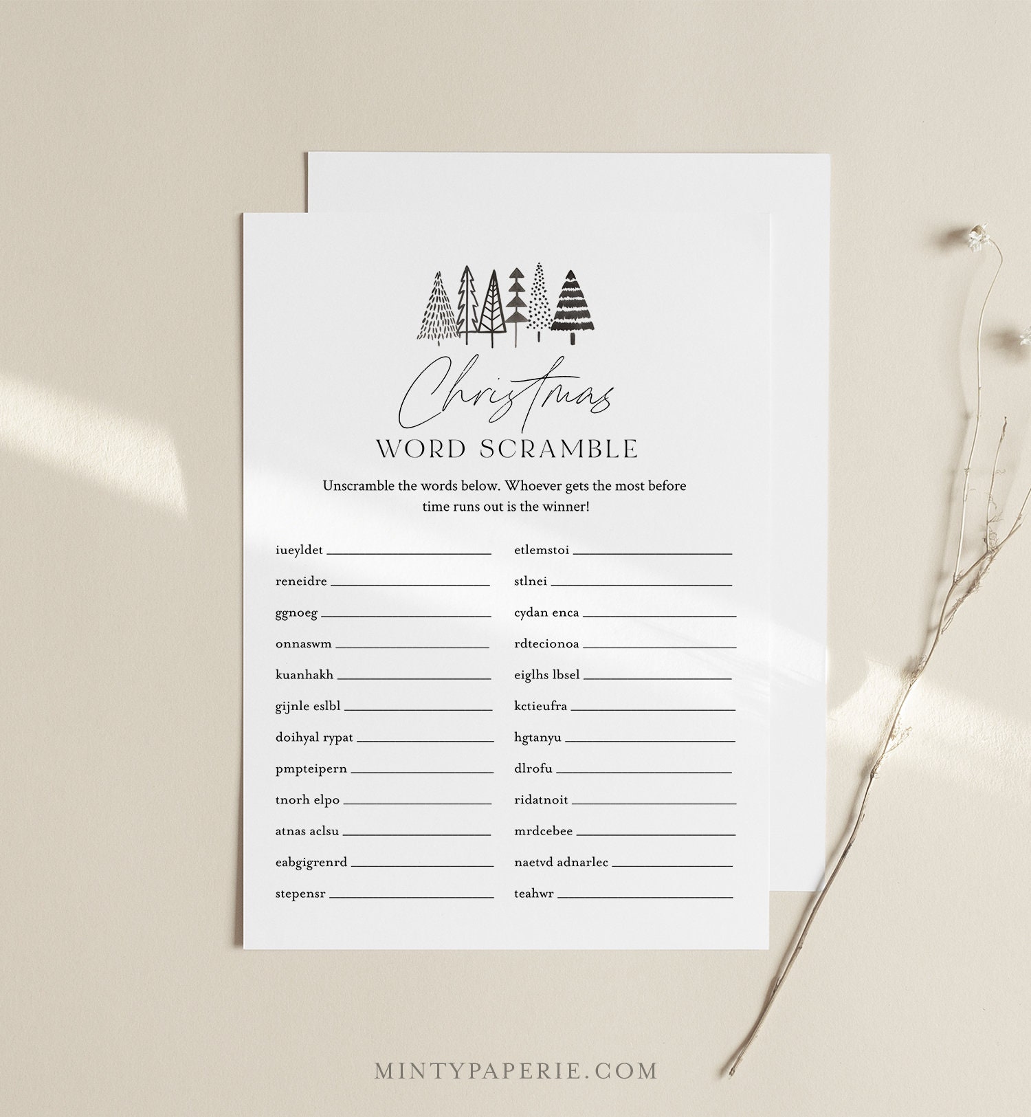 Christmas Word Scramble Holiday Party Game Printable - Etsy