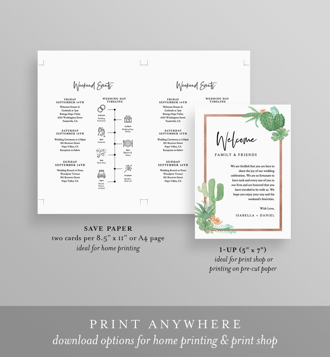 Cactus Welcome Letter & Timeline Template Order of Events | Etsy Canada