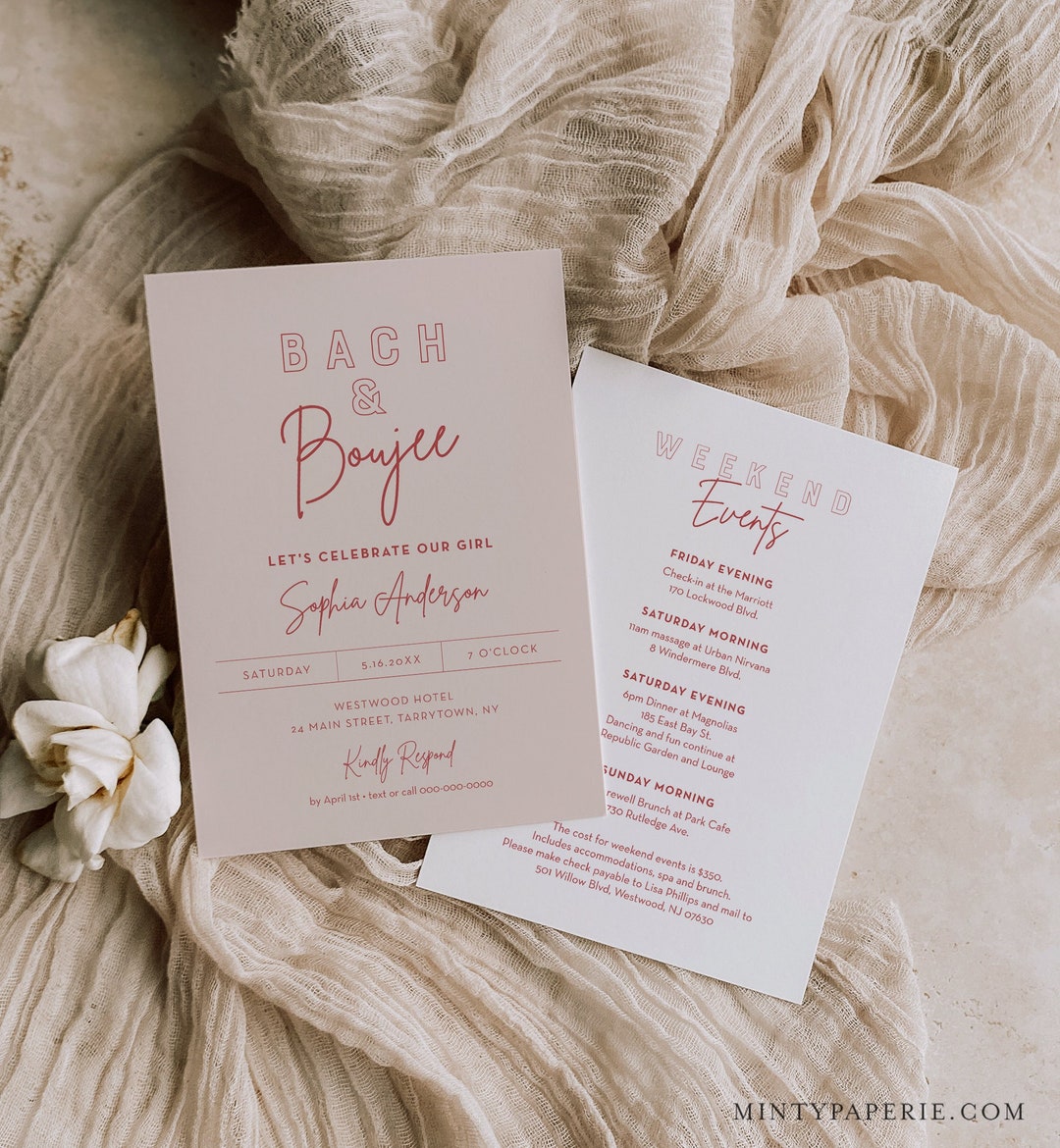 Bach and Boujee Invitation & Itinerary Timeline, Edgy, Modern ...