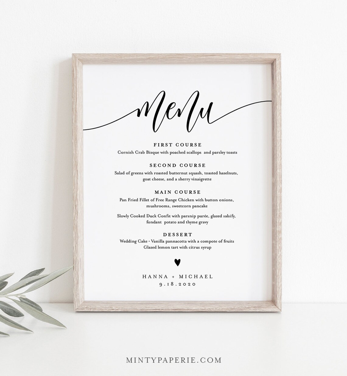 Menu Sign Template Editable Wedding Dinner Menu Poster | Etsy