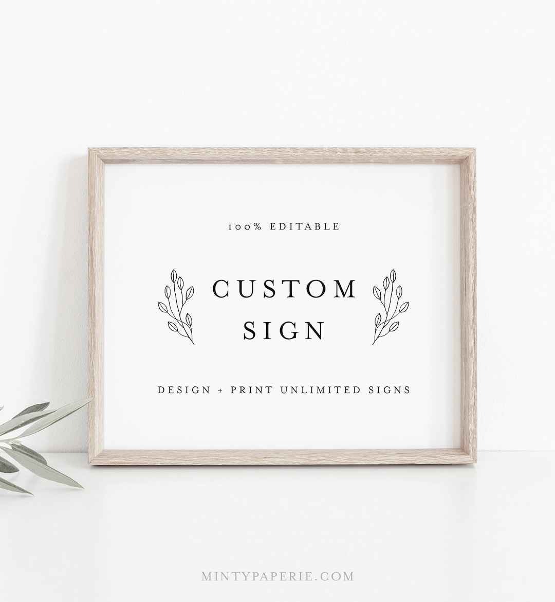 Simple Custom Sign Template, Minimalist Modern Wedding or Bridal Shower ...