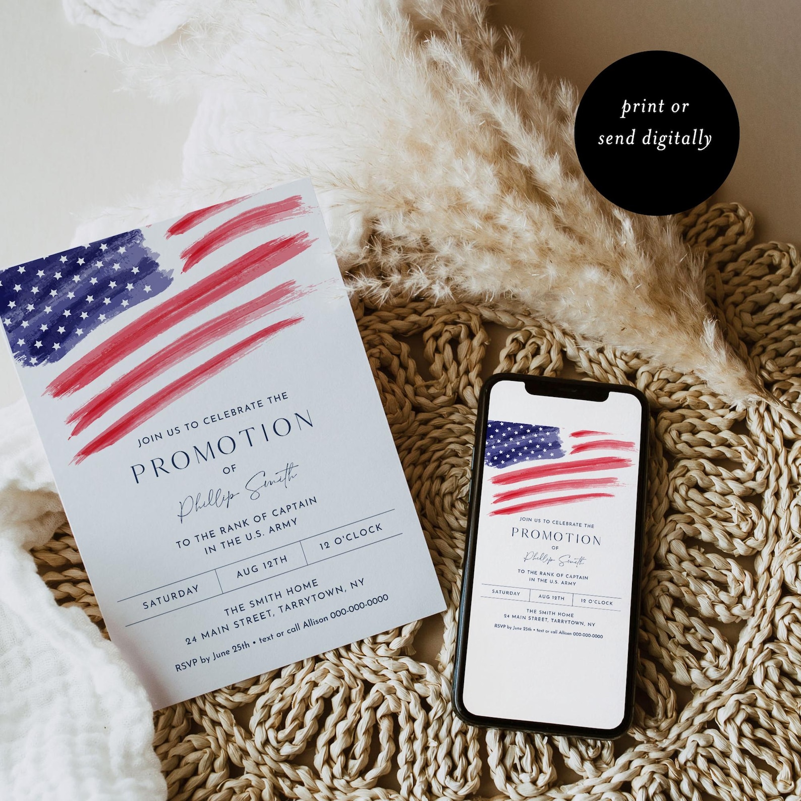 Military Promotion Party Invitation, Printable Army, Marine, Air Force ...