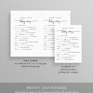 Name That Baby Song Game Template, Printable Minimalist Baby Shower ...