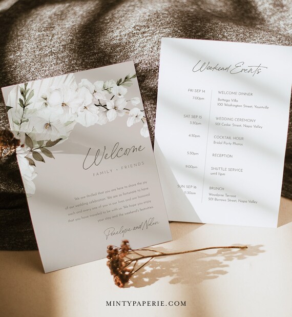 Boho Welcome Letter & Timeline Template Bohemian Wedding - Etsy