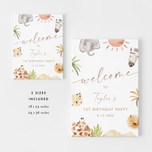 Safari Welcome Sign Template, Printable Birthday, Baby Shower Welcome ...