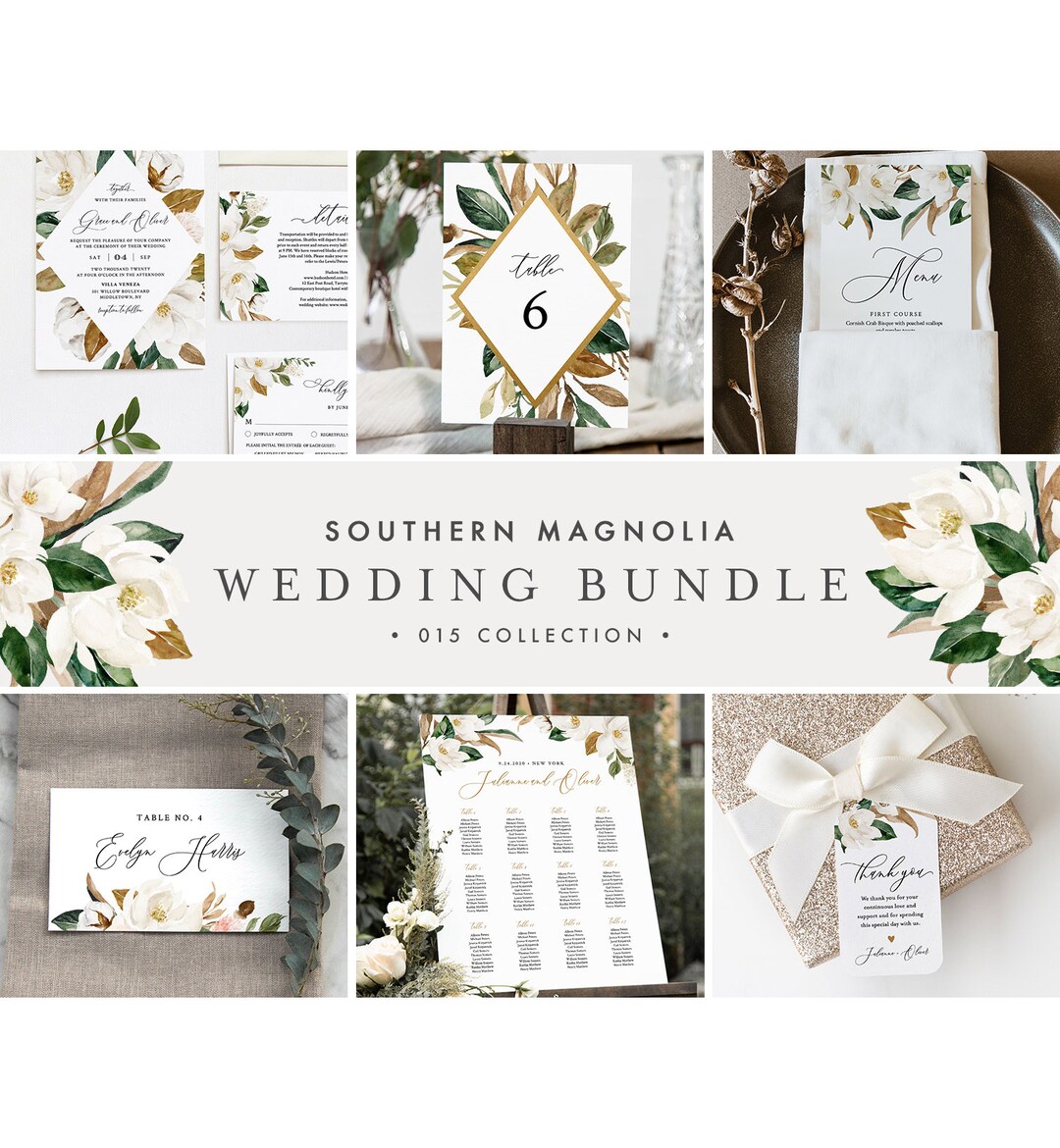Magnolia Wedding Bundle, Large Wedding Essential Templates, 100% ...