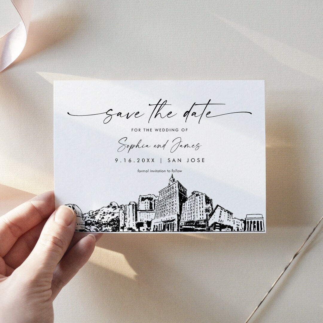 San Jose Skyline Save the Date, Destination Wedding San Jose Wedding ...