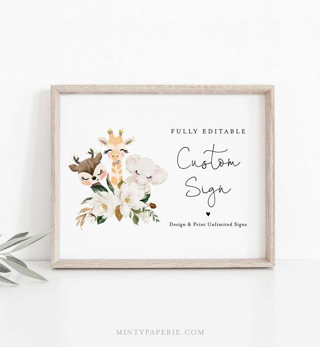 Baby Shower Custom Sign Template, Cute Animals Table Top Sign, Welcome ...