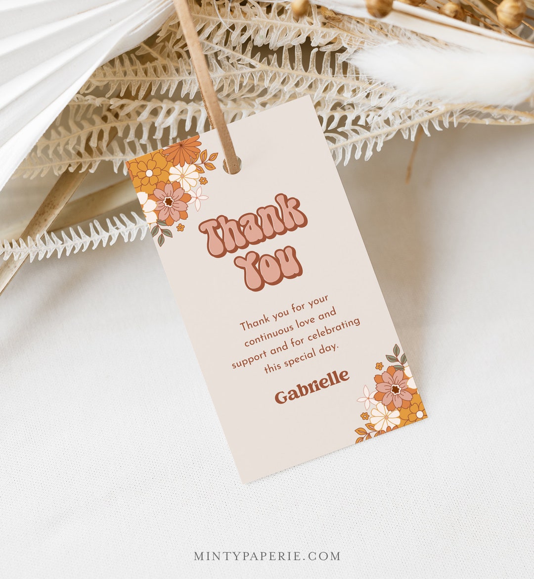 Groovy Favor Tag for Bridal / Baby Shower, Wedding, Editable Retro 70's ...