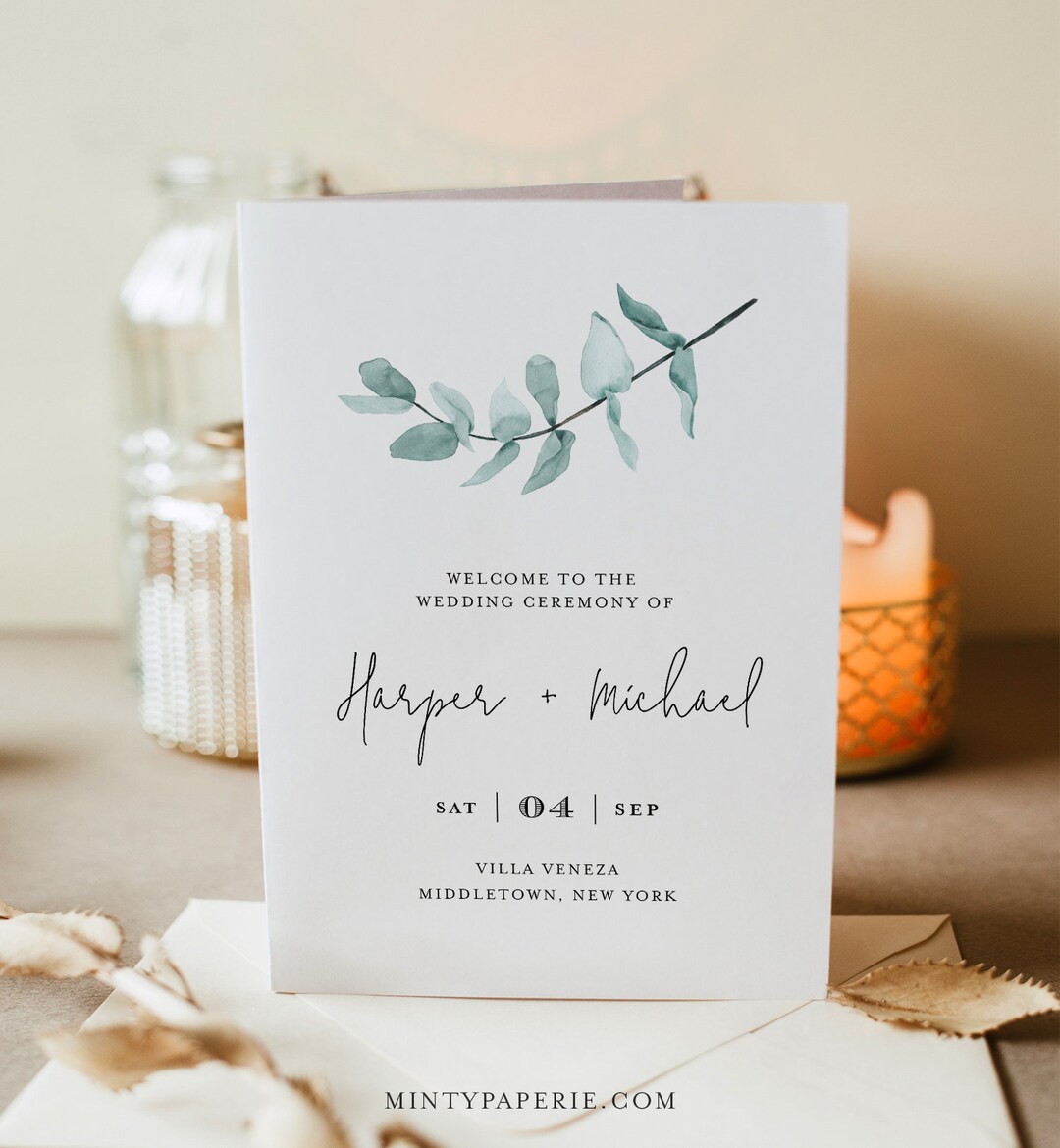 Folded Wedding Program Template, INSTANT DOWNLOAD, Order of Service ...