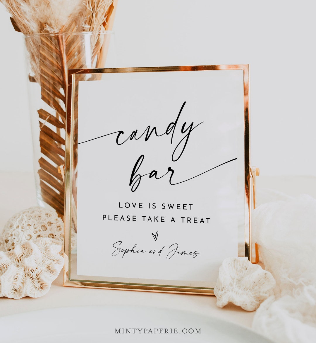 Candy Bar Sign, Love is Sweet Take a Treat, Minimal Wedding Favors Sign ...