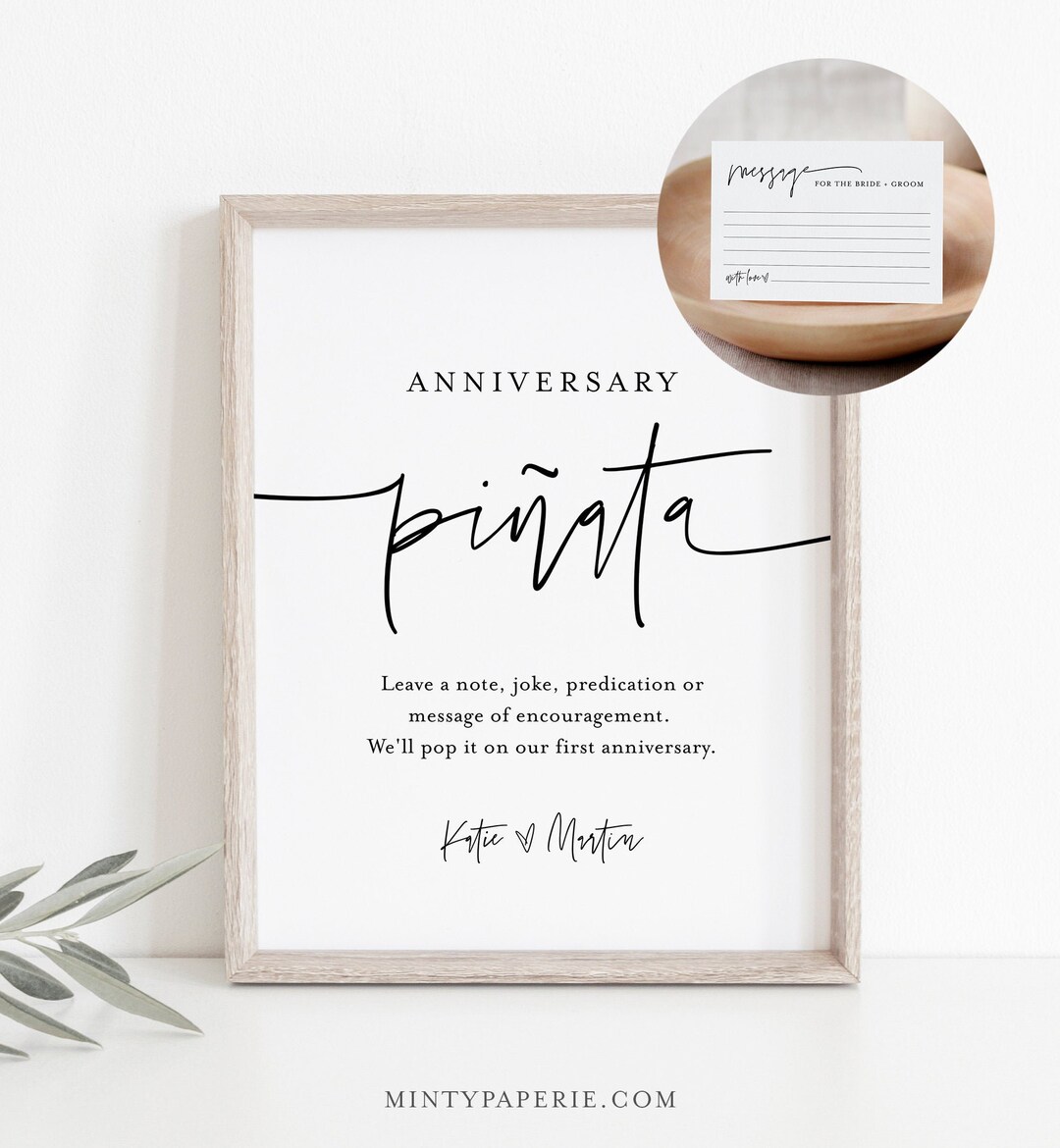 Anniversary Piñata Sign and Advice Card, Wedding Guestbook Alternative ...