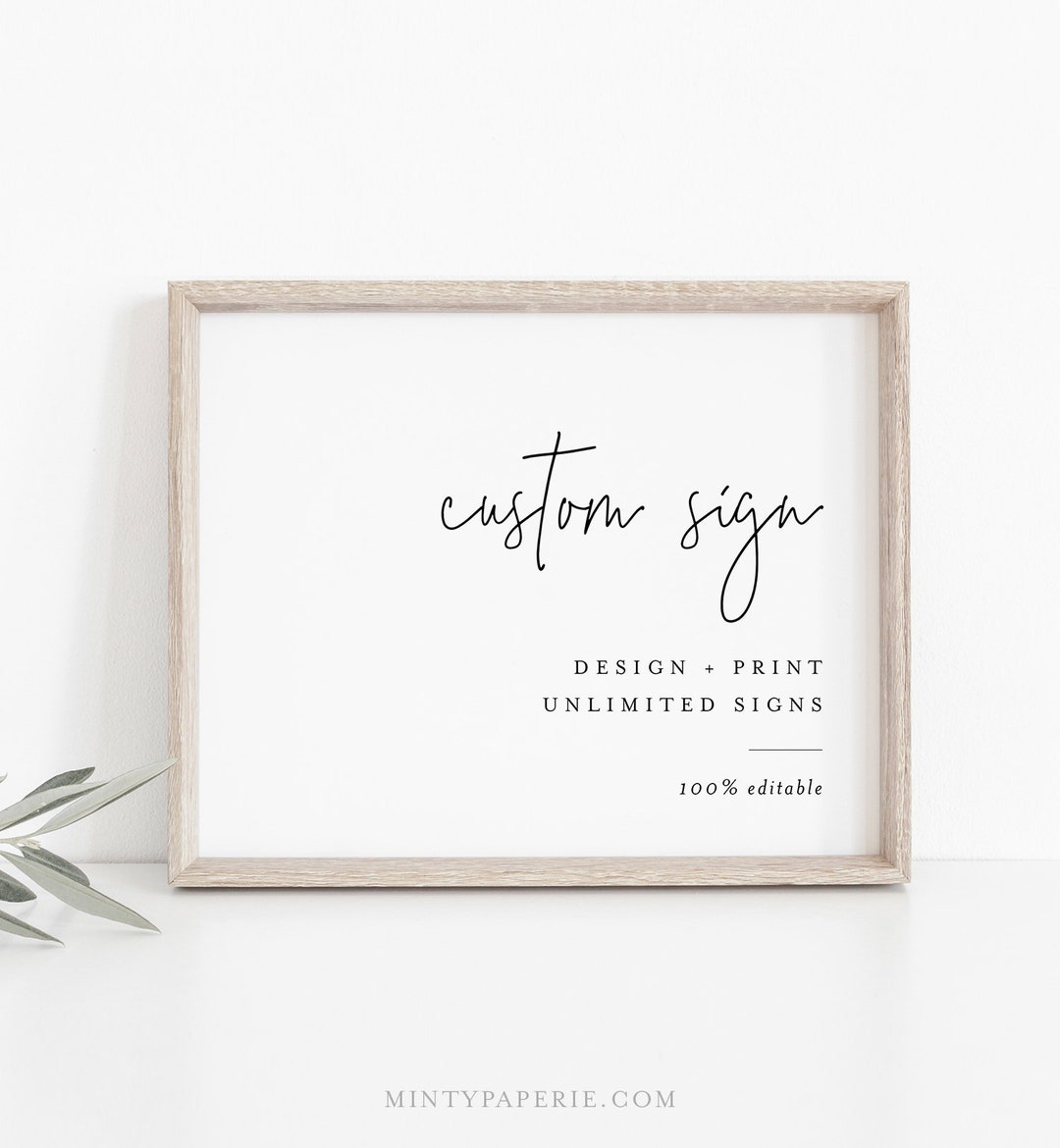 Minimalist Custom Sign Template, Modern Simple Wedding or Bridal Shower ...