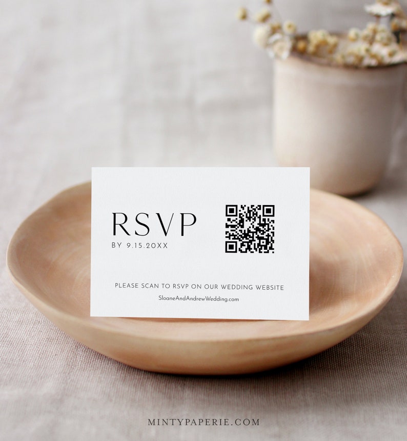 QR Code RSVP Card Template Wedding Response Online Reply - Etsy
