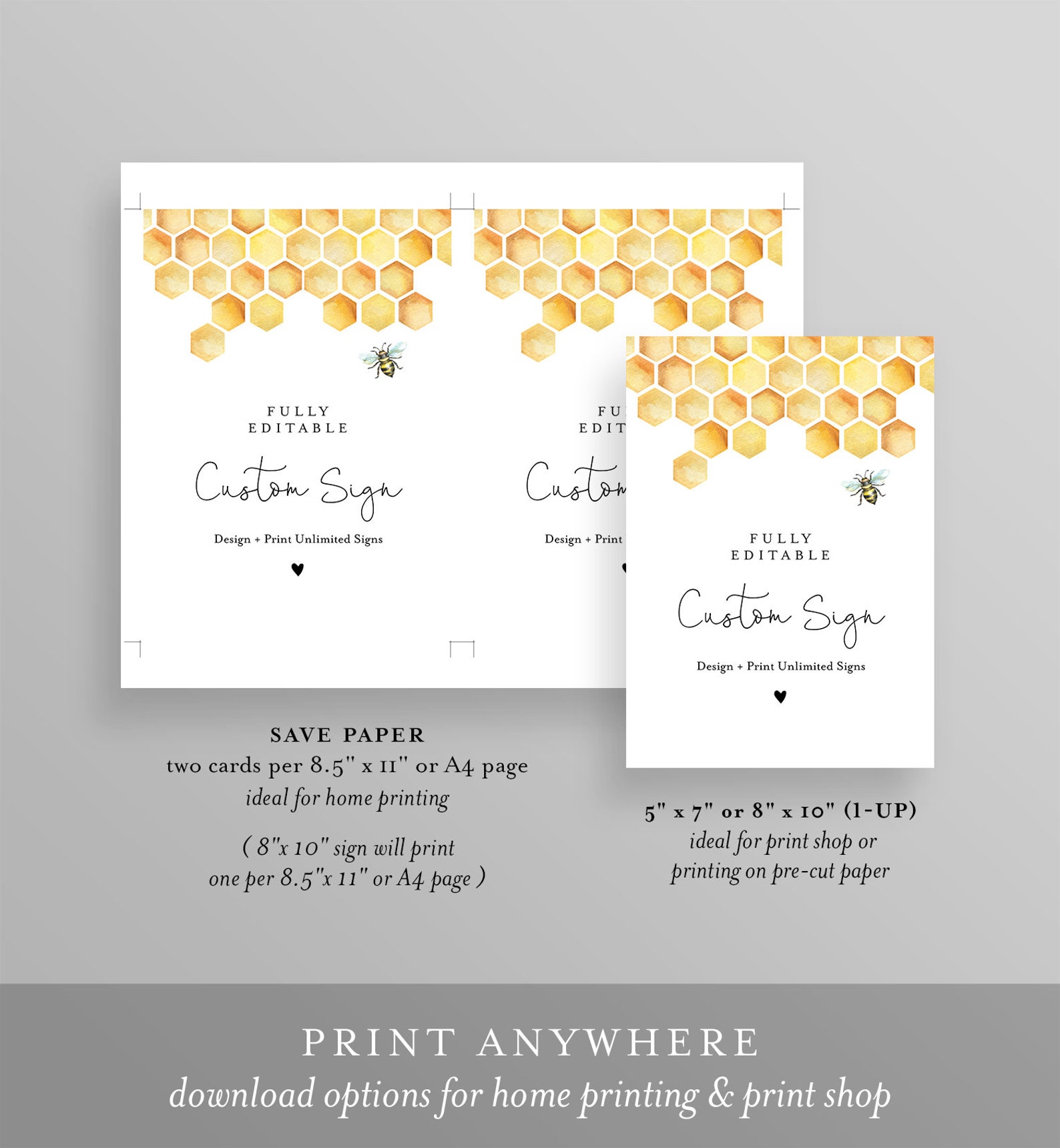 Honeycomb Custom Sign Template, Bumble Bee Wedding, Bridal Shower, Baby ...