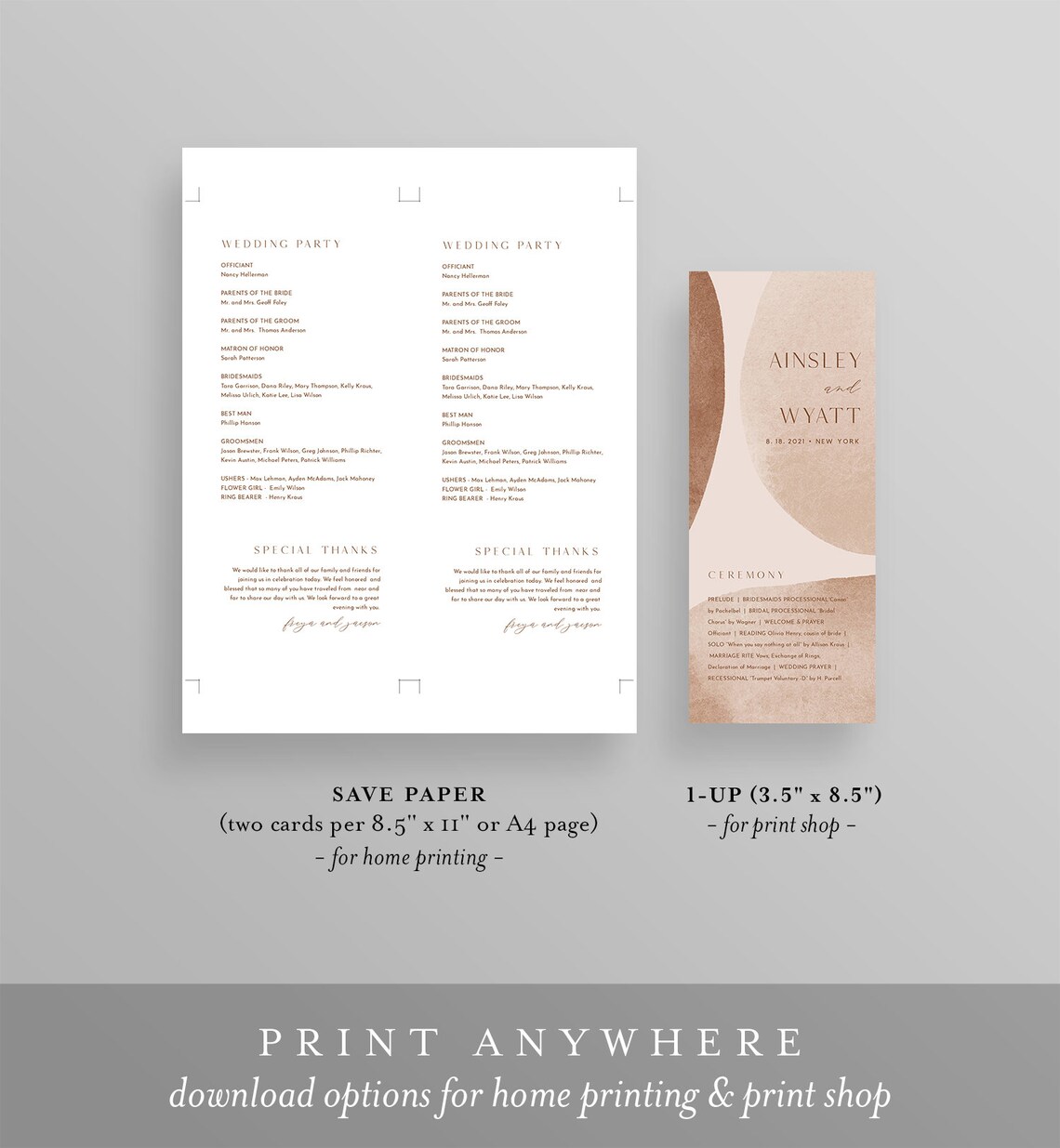 Earthy Abstract Art Wedding Program Template Modern Order of | Etsy