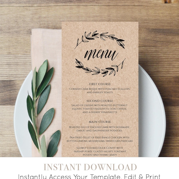 Rustic Menu Cards - Etsy