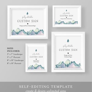 Mountain Custom Wedding Sign Template, INSTANT DOWNLOAD, 100% Editable ...