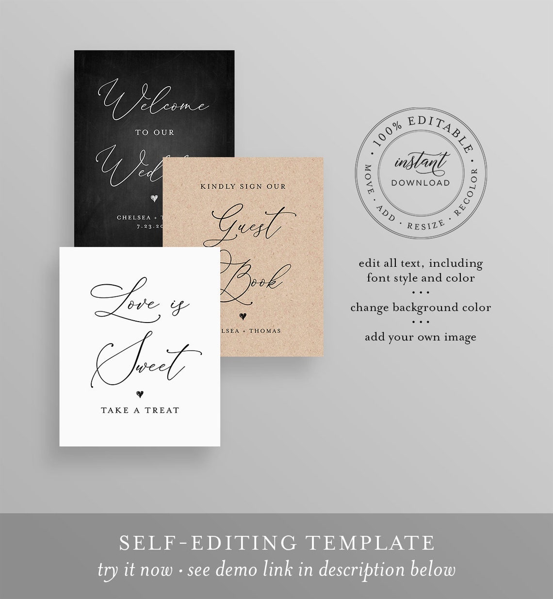 Custom Wedding Sign Template, Create Any Sign, INSTANT DOWNLOAD, 100% ...