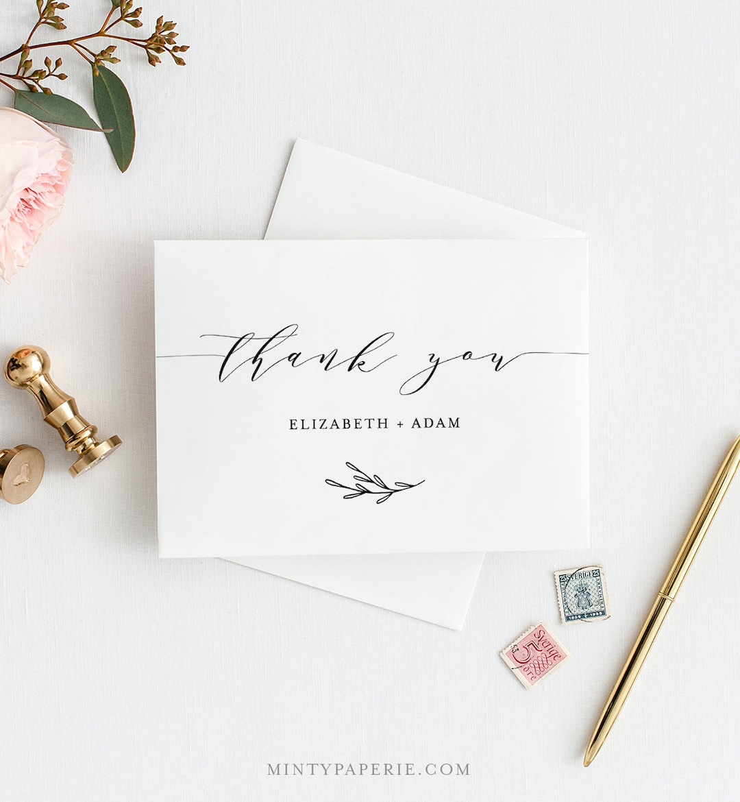 Self-editing Thank You Template, Folded Thank You Note Card Printable ...