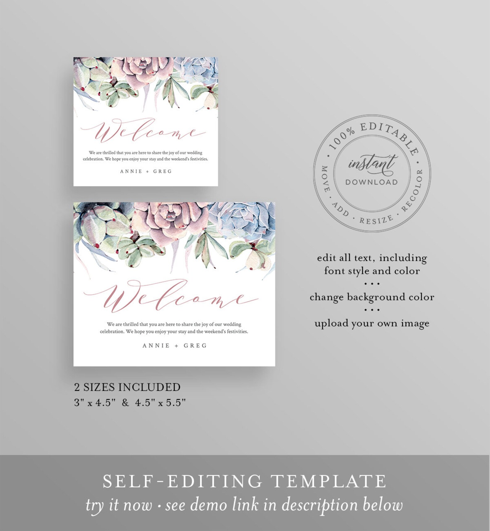 Self-Editing Welcome Bag Label Template INSTANT DOWNLOAD | Etsy