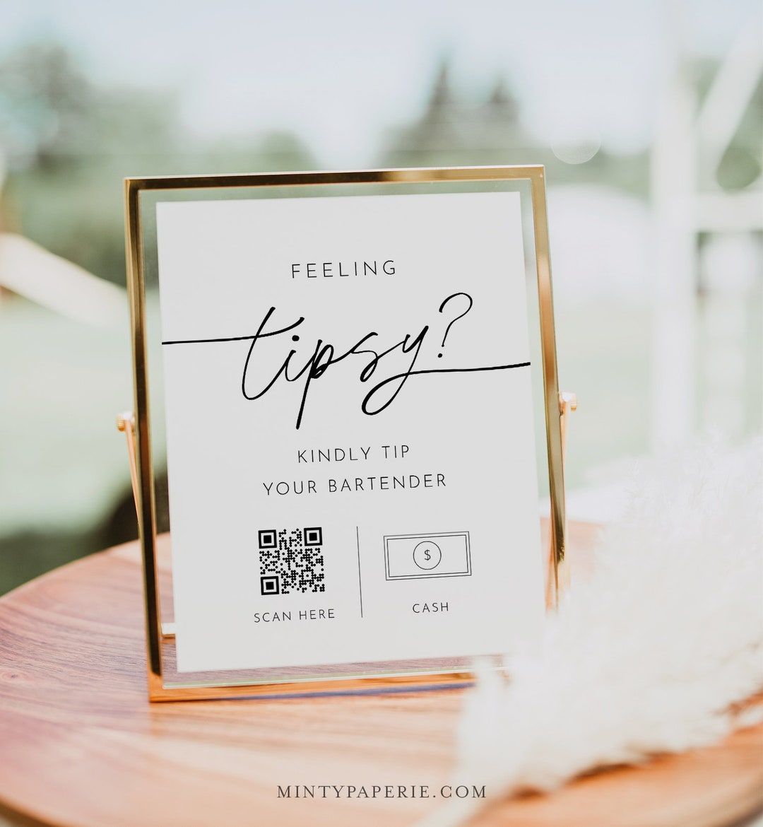 Tip Your Bartender Sign, Feeling Tipsy, Venmo Tip Sign, Wedding Bar Tip ...