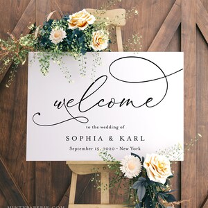Calligraphy Welcome Sign, Printable Minimalist Wedding or Bridal Shower ...