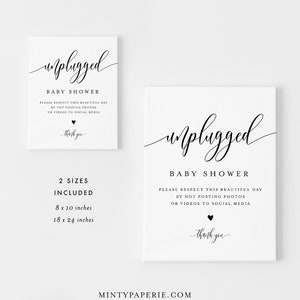 Unplugged Baby Shower Sign, Printable Welcome Sign, No Phone Camera ...