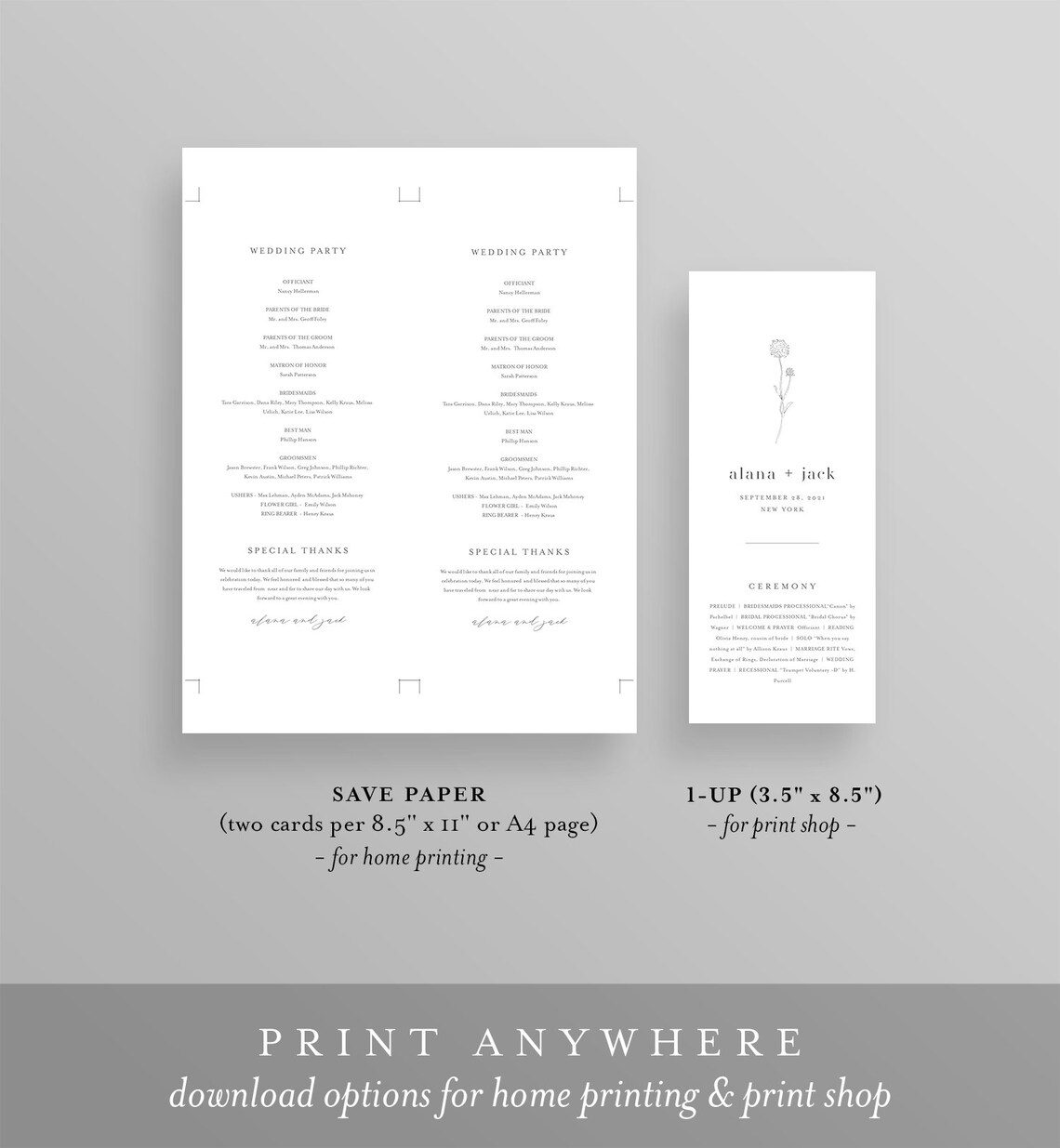 Dandelion Wedding Program Template Instant Download | Etsy