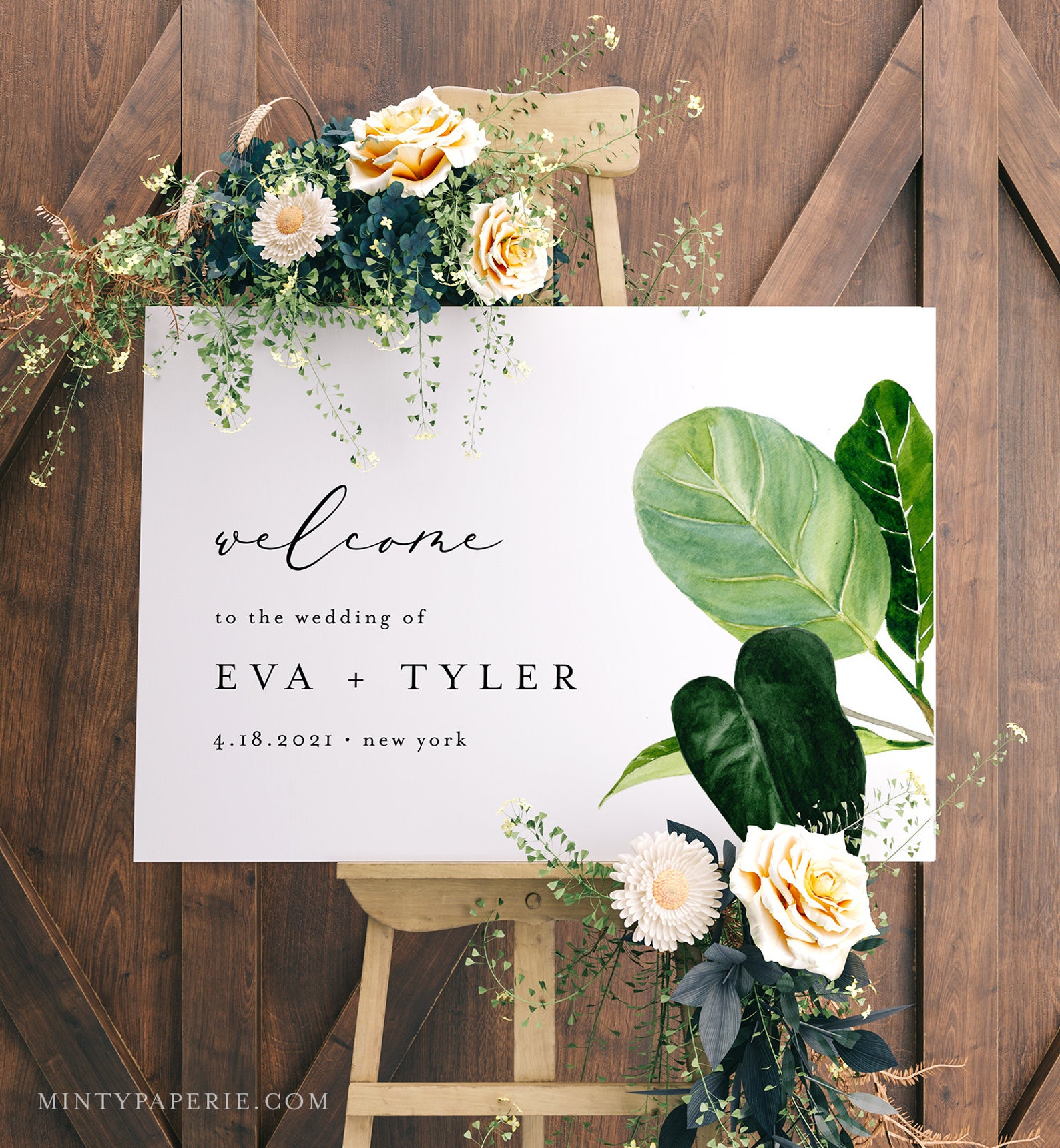 Modern Tropical Welcome Sign Printable Minimalist Wedding or | Etsy