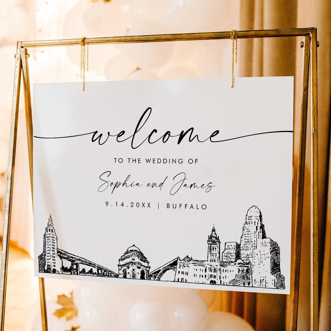 Buffalo NY Welcome Sign, City Skyline Wedding Sign, Printable Instant ...