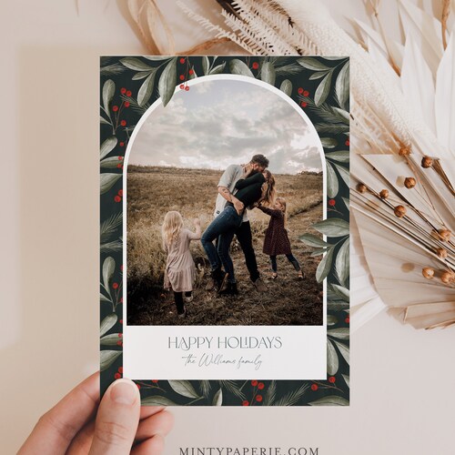 Modern Holiday Card Template Editable Text Add Your Photo - Etsy
