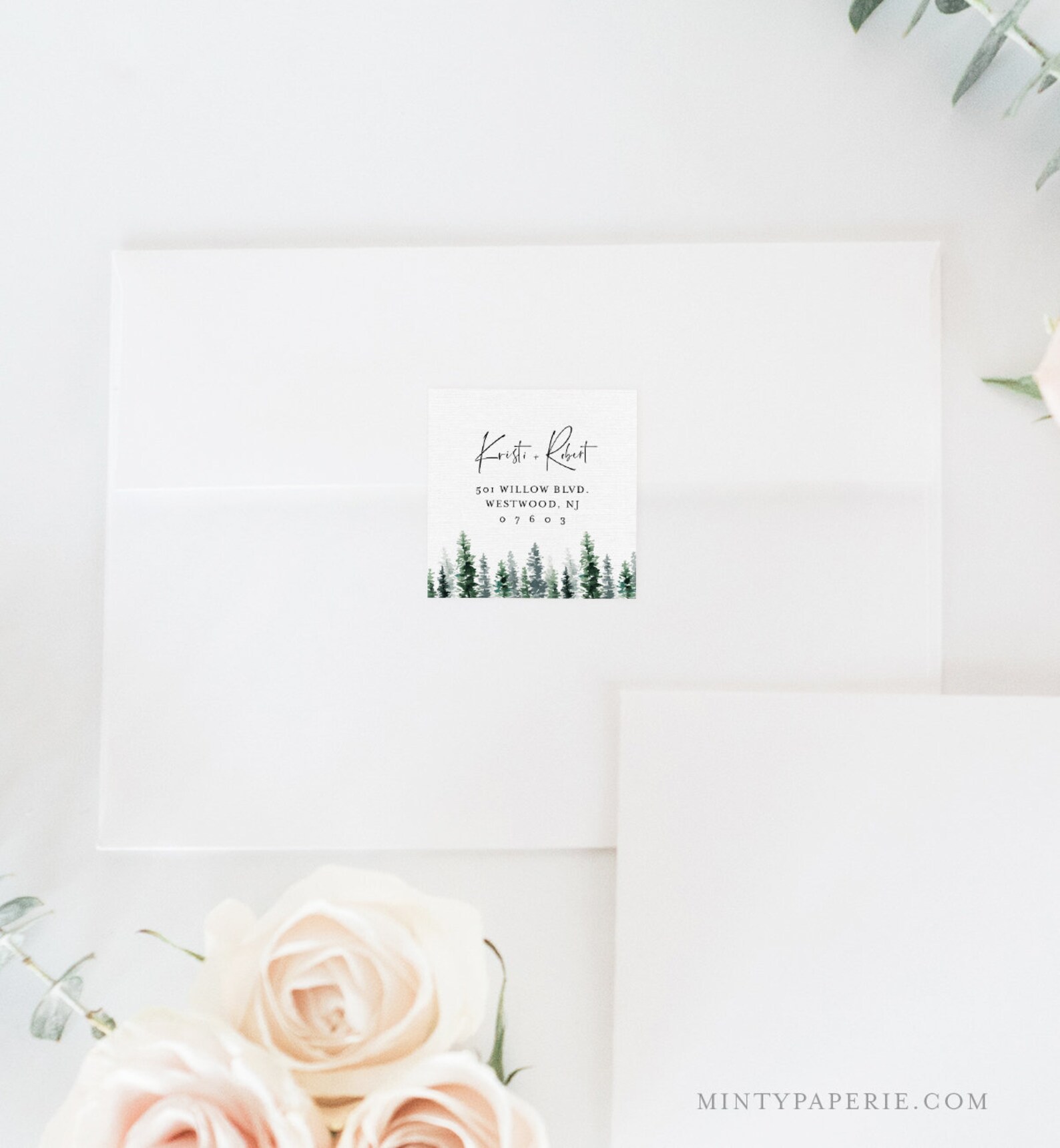 Rustic Pine Envelope Label Template Printable Return Address - Etsy