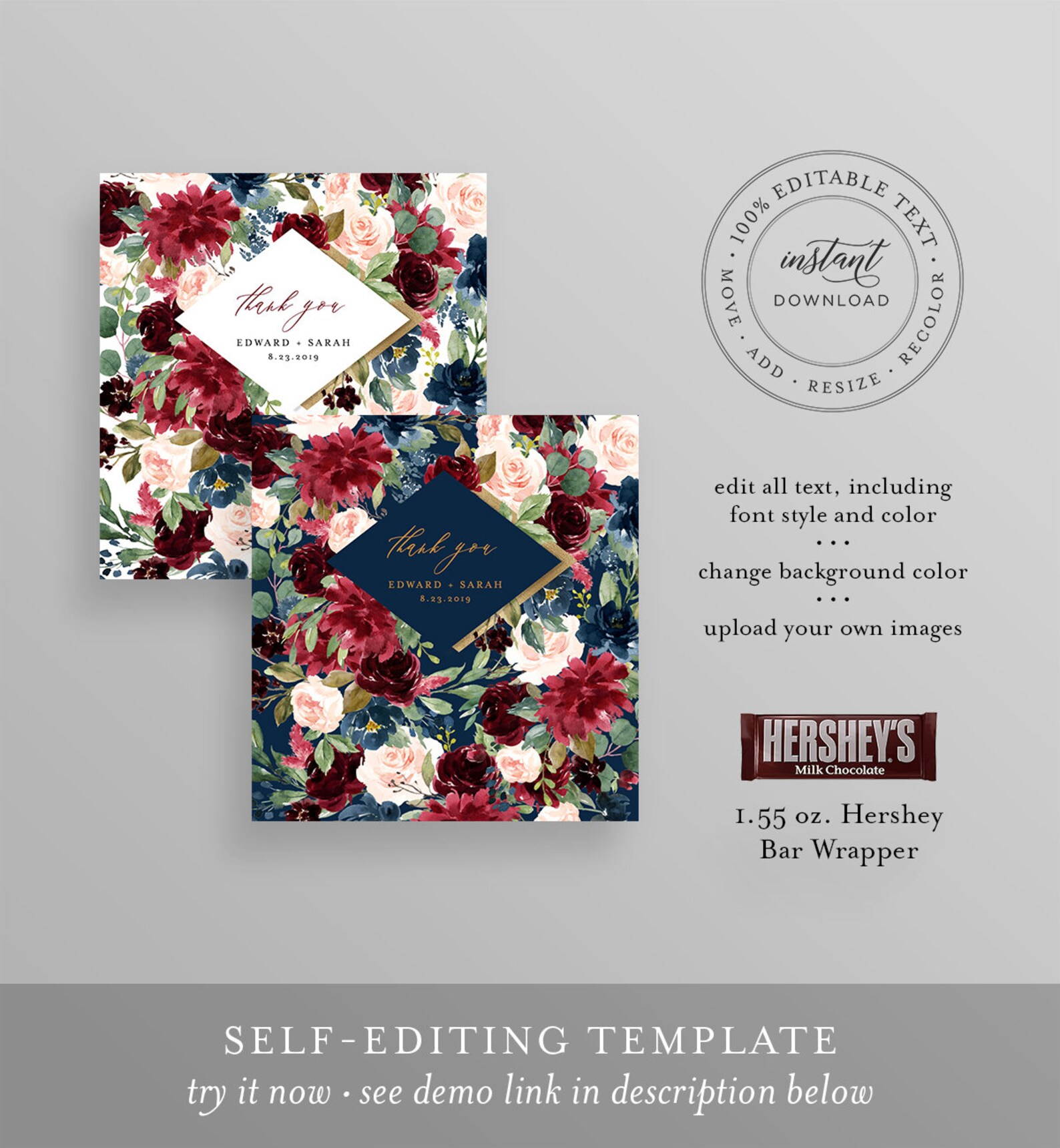 Wedding Chocolate Bar Wrapper Template, Printable Bridal Shower Candy ...