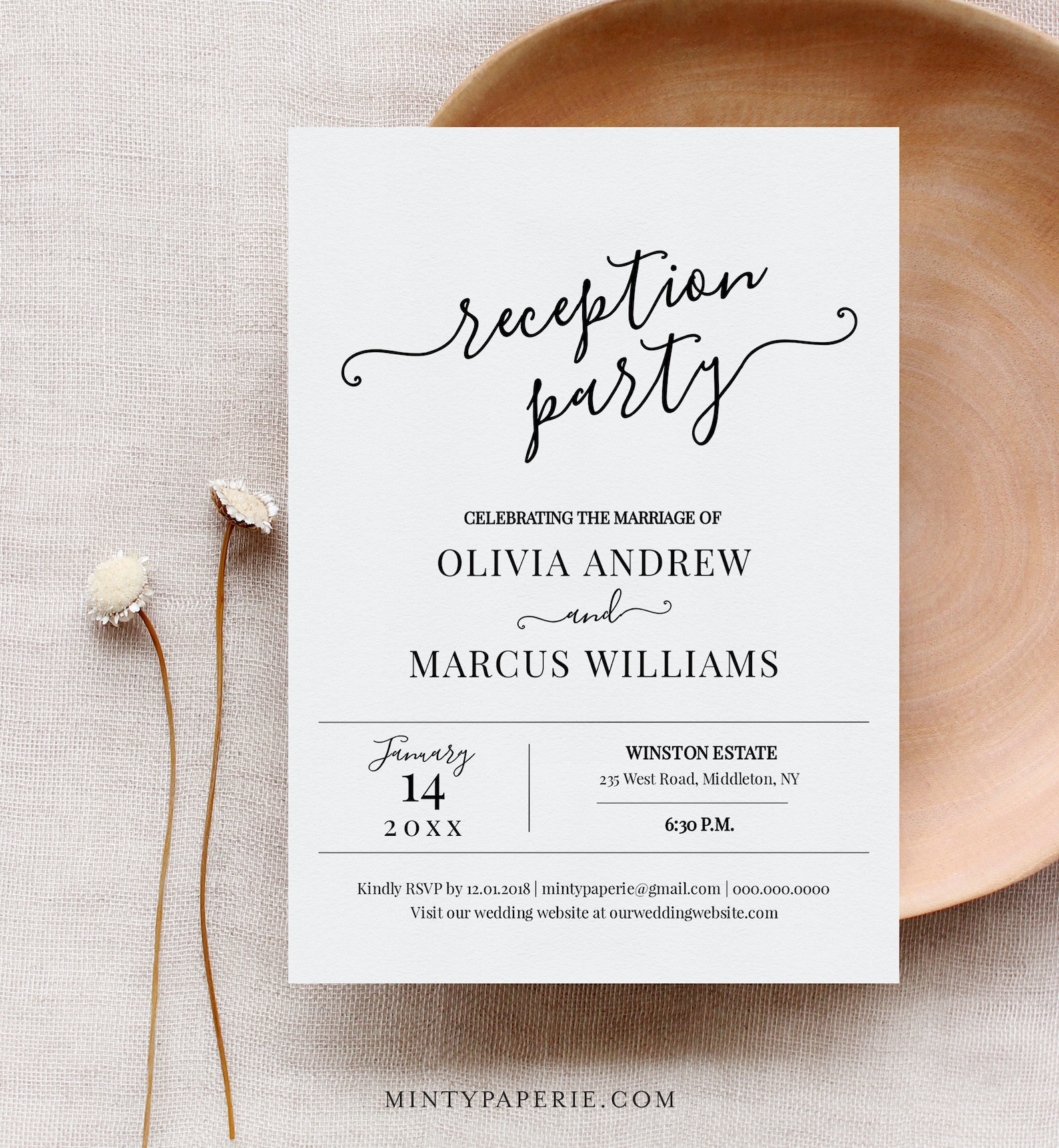 Wedding Reception Invitation, Reception Party Printable, Wedding Invite ...