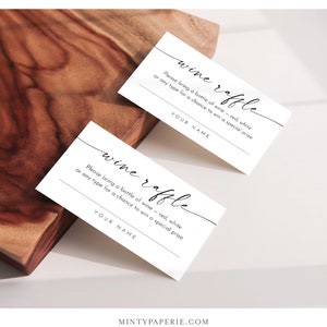 Wine Raffle Game, Minimalist Bridal Shower Game, Bring Bottle of Wine ...