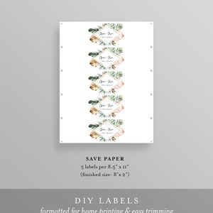 Tropical Water Bottle Label Template, Beach Wedding Water Sticker ...