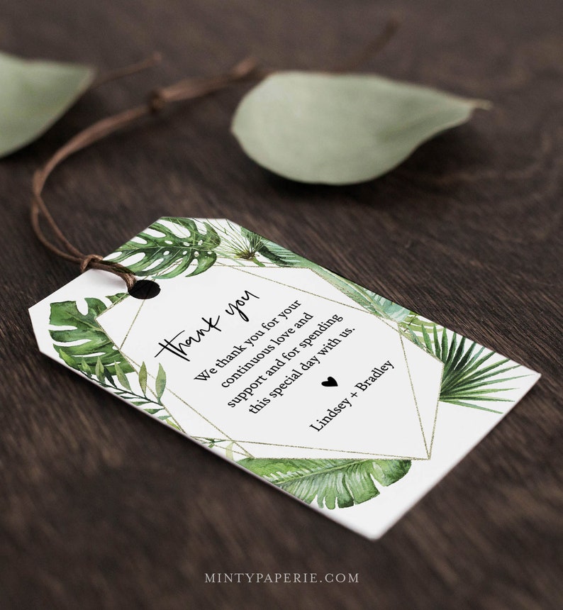 Tropical Favor Tag Template Wedding Thank You Tag Bridal - Etsy