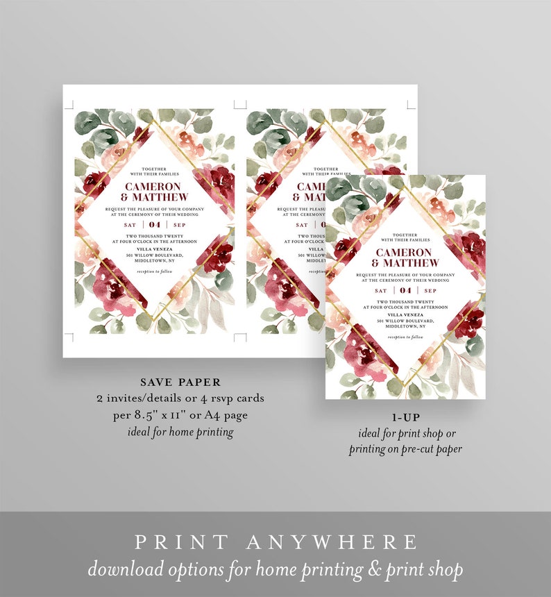 Boho Wedding Invitation Template Printable Editable Invite | Etsy